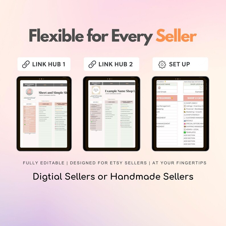 Etsy Seller Link Hub: Google Sheets & Excel Shop Manager (digital ...