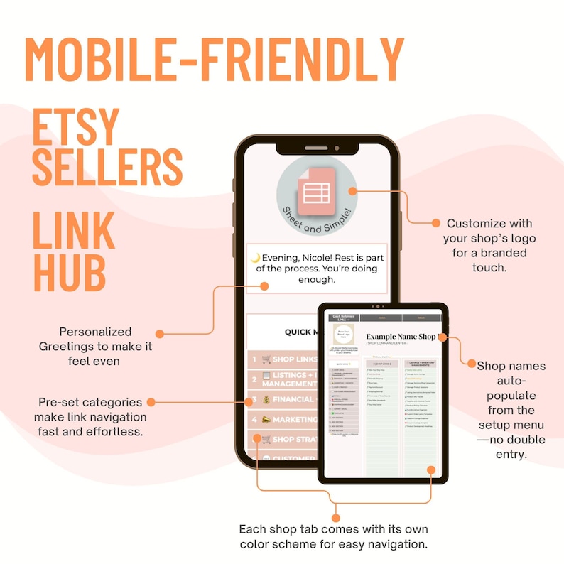 Etsy Seller Link Hub: Google Sheets & Excel Shop Manager (digital ...