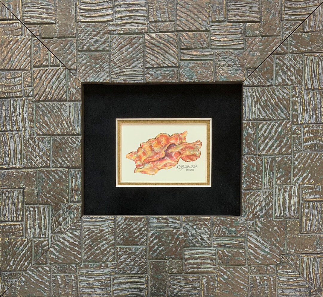 Original Mini Pastel Still Life Drawing "bacon" by Artist Roby Baer PSA ...