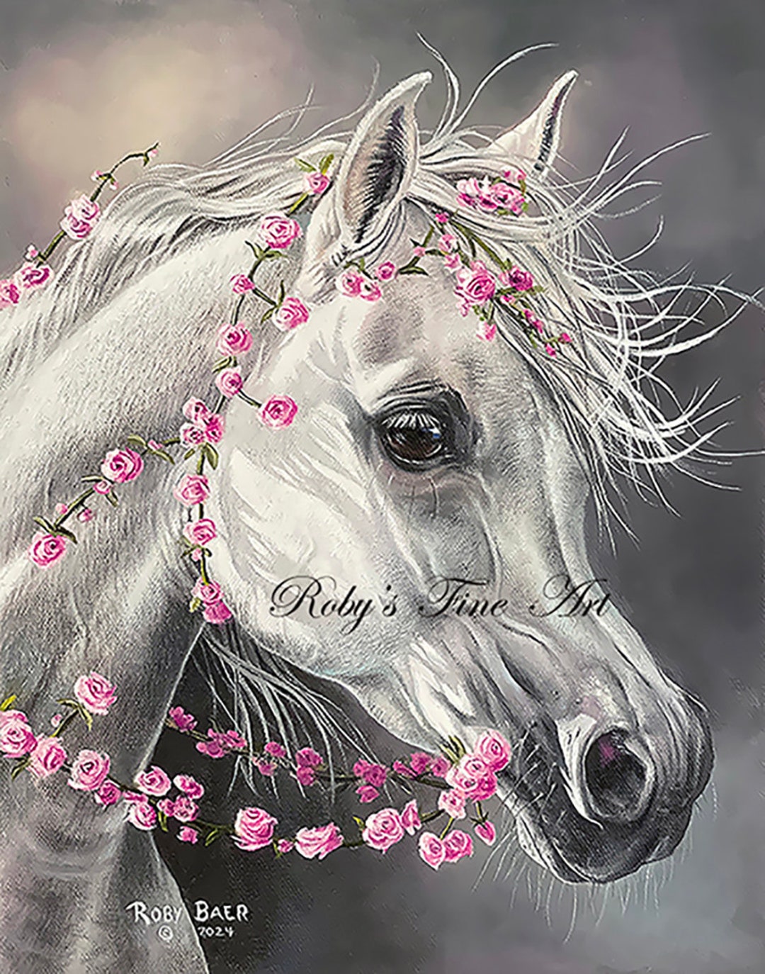 Arabian Mare Horse Print "pretty in Pink" 5 X 7 Inch Giclee by Artist ...