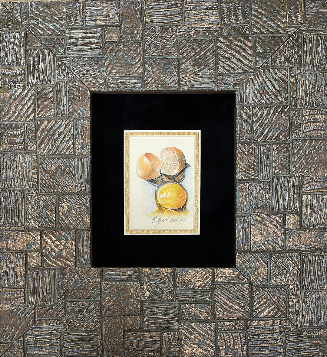 Original Mini Pastel Still Life Drawing "eggs" by Artist Roby Baer PSA ...