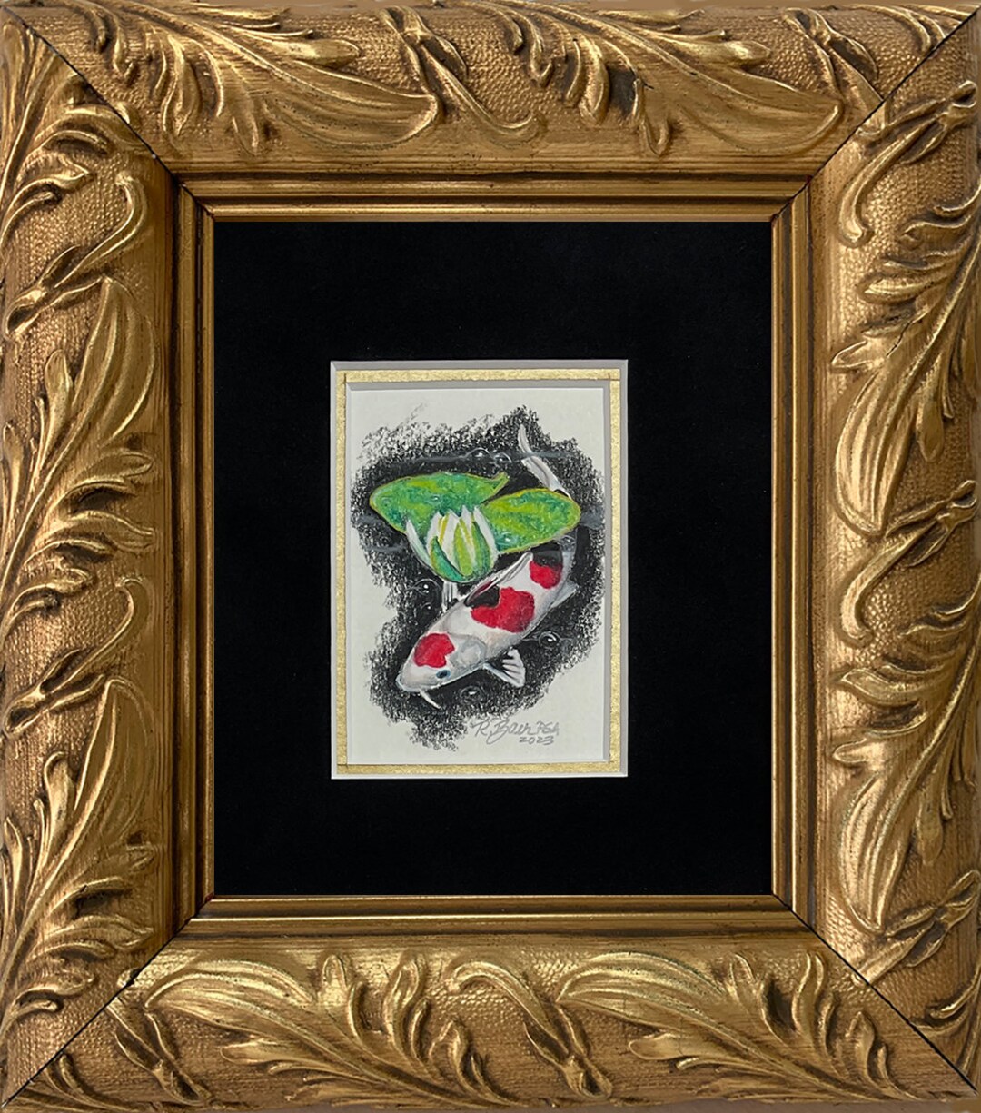 Original Mini Pastel Drawing koi by Pastel Artist Roby Baer PSA - Etsy