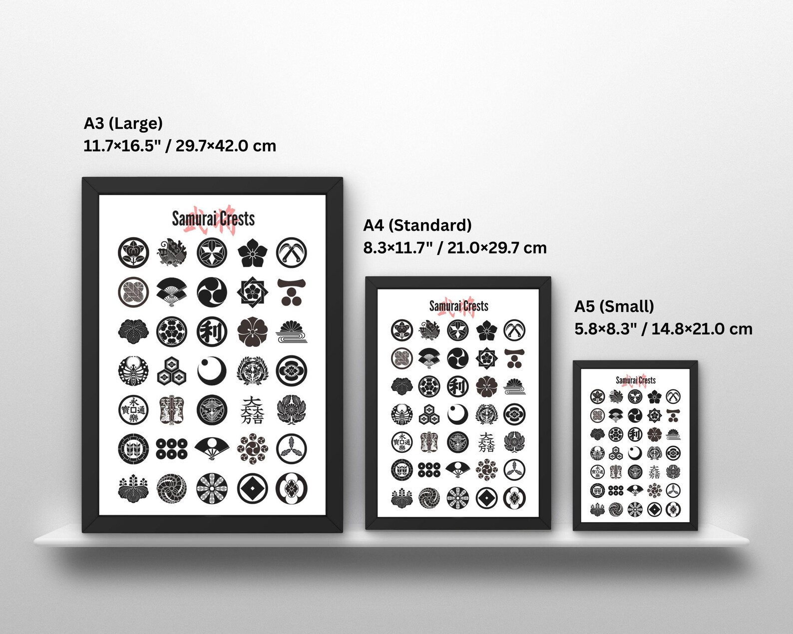Samurai Family Crests Poster | Japanese Kamon Symbols | Printable Wall ...