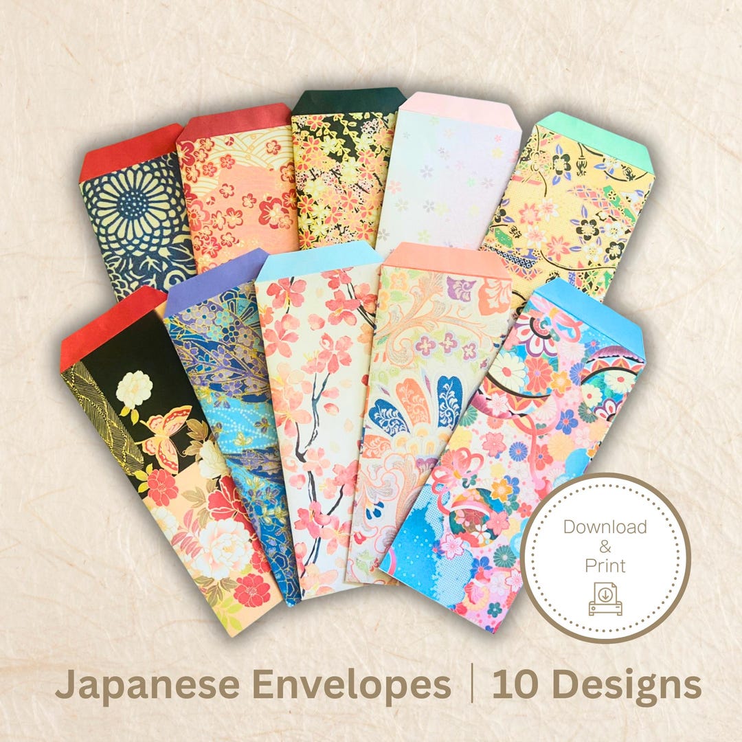 Japanese Printable Envelopes Set | 10 Traditional Designs | Digital ...
