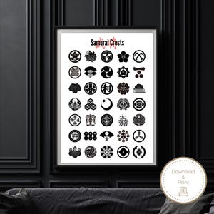 Samurai Family Crests Poster | Japanese Kamon Symbols | Printable Wall ...