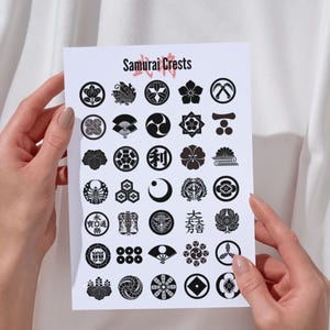 Samurai Family Crests Poster | Japanese Kamon Symbols | Printable Wall ...