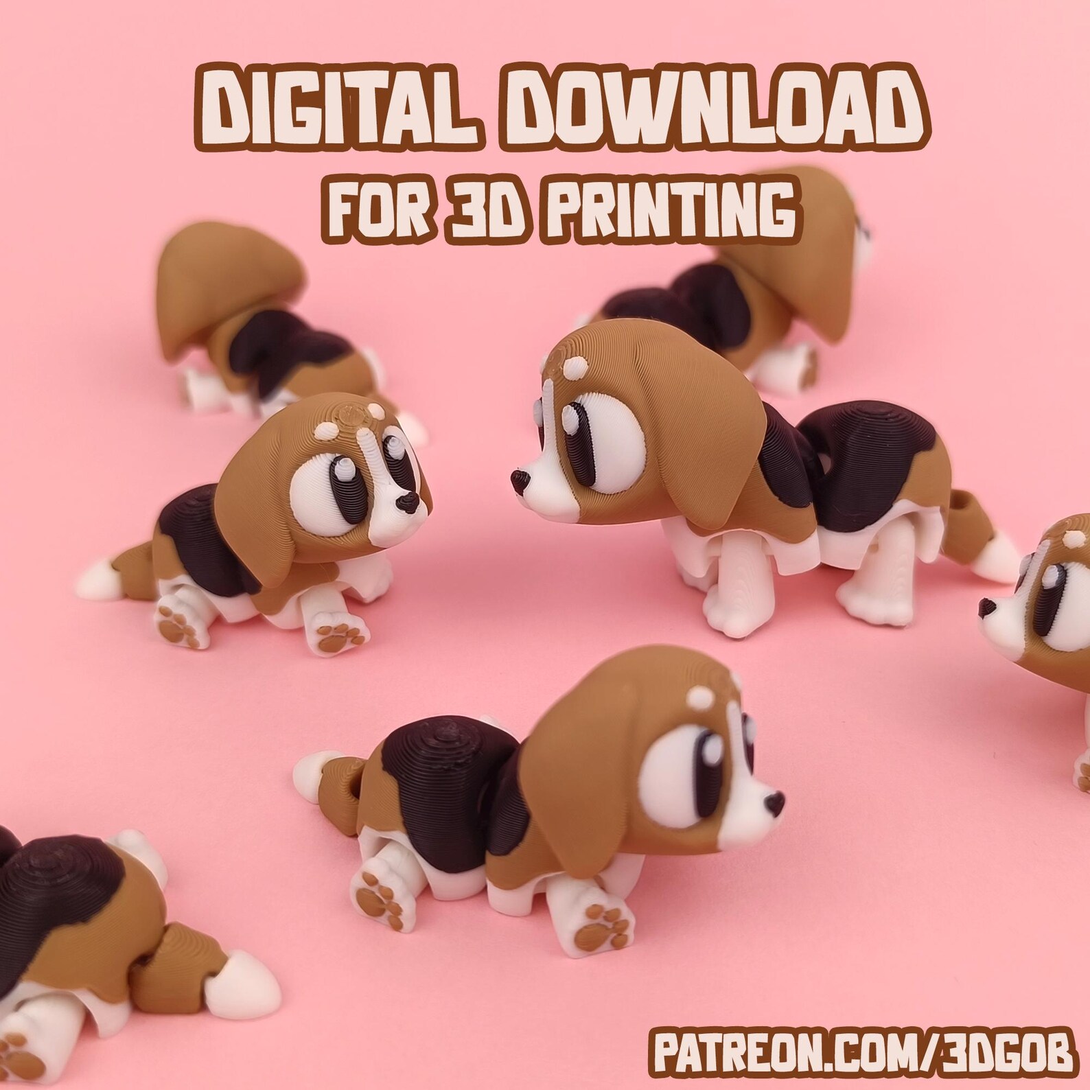 Articulated Beagle 3D Print File: Flexi Fidget Toy (STL & 3MF Digital ...