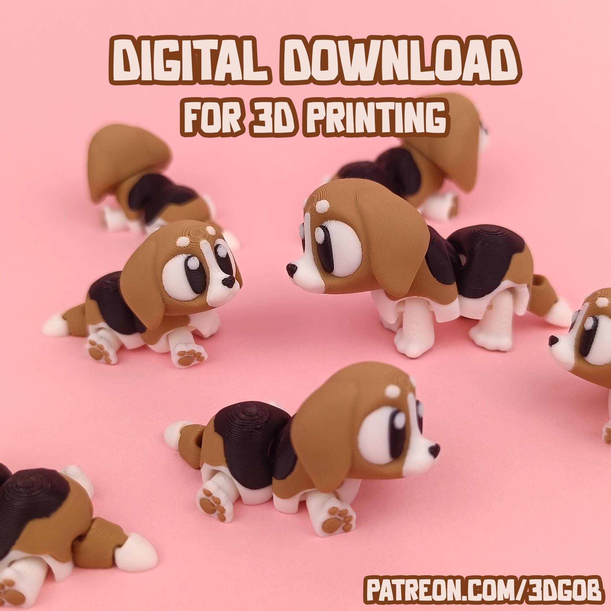 Articulated Beagle 3D Print File: Flexi Fidget Toy (STL & 3MF Digital ...
