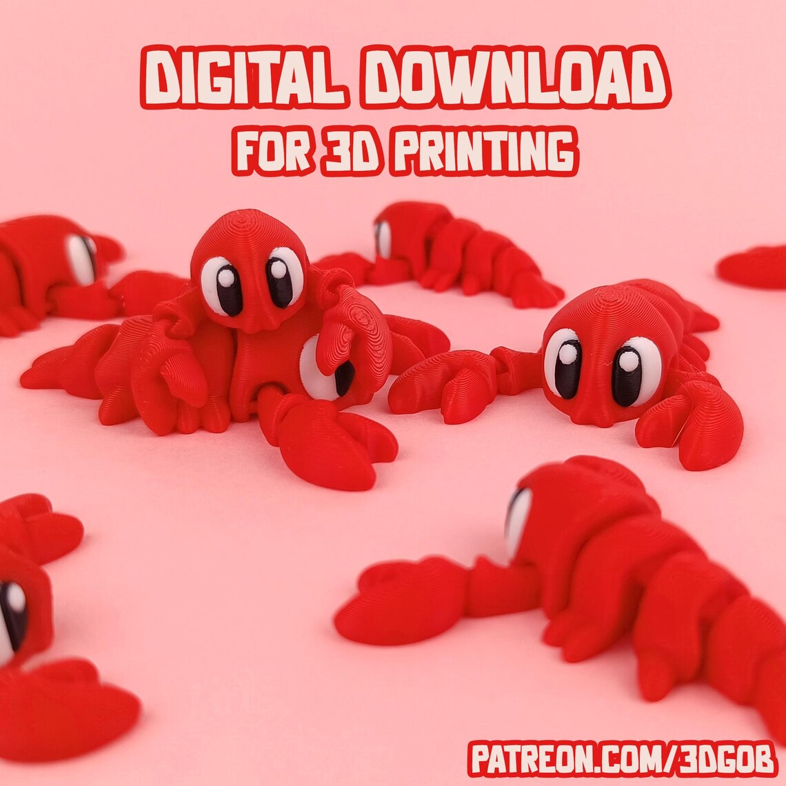 Articulated Lobster STL File: Flexi Fidget Toy for 3D Printing (digital ...