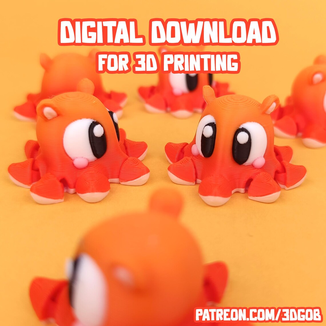 Dumbo Octopus 3D Print File: Articulated Flexi Fidget Toy (STL & 3MF ...