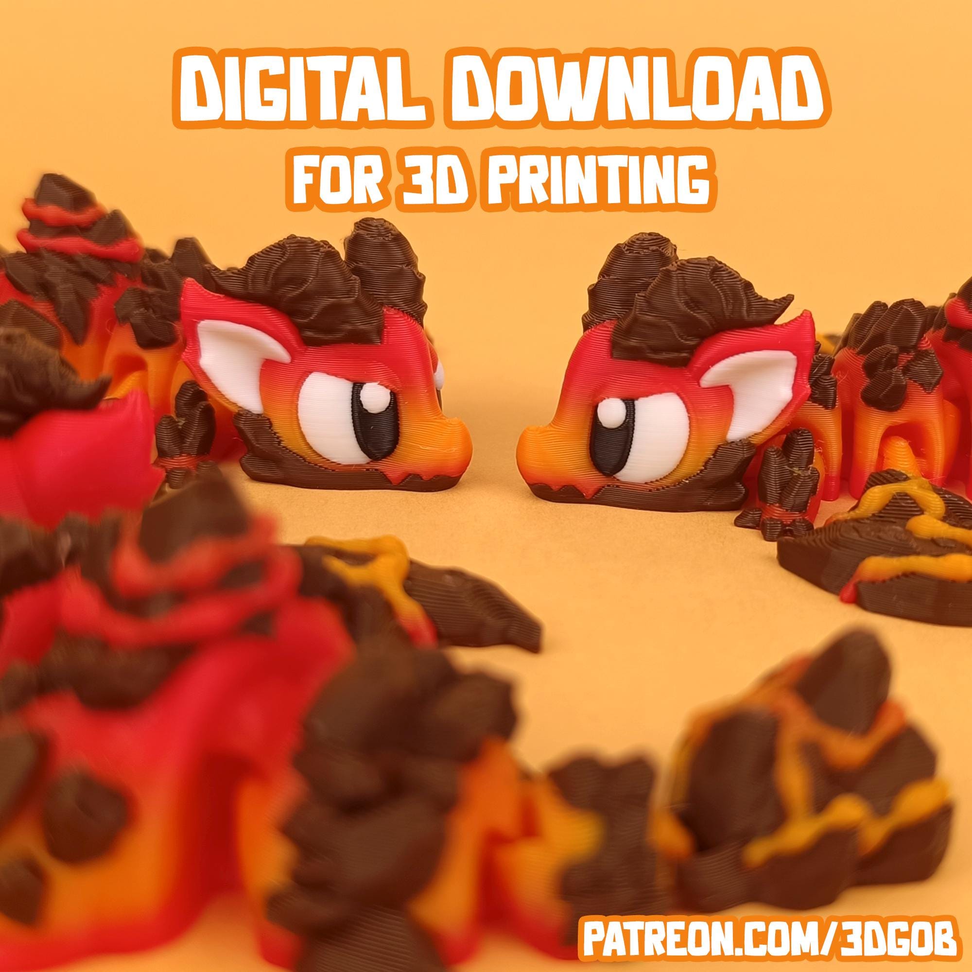 3D Print Lava Dragon and Egg STL & 3MF File: Articulated Flexi Toy ...