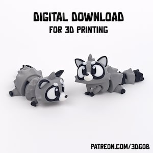 Articulated Raccoon 3D Print File: Flexi Fidget Toy (STL & 3MF Digital ...