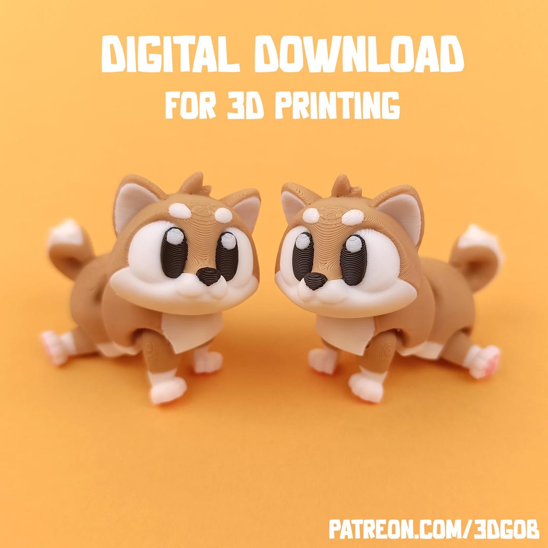 Cute Shiba Inu STL & 3MF File for 3D Printing. Articulated, Print in ...