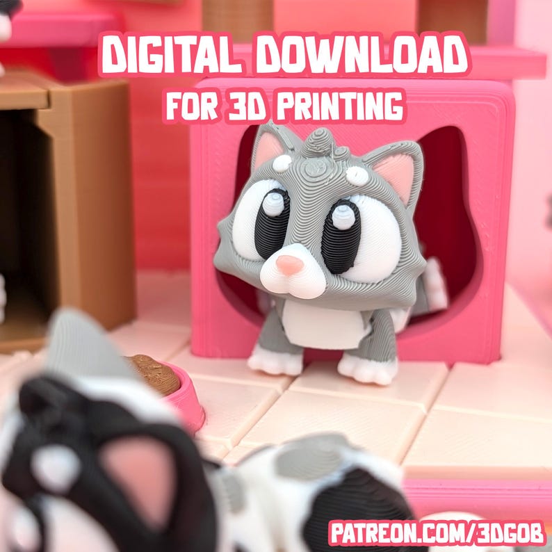 3D Printed Cat Playset: Articulated Flexi Fidget Toy (STL & 3MF File ...
