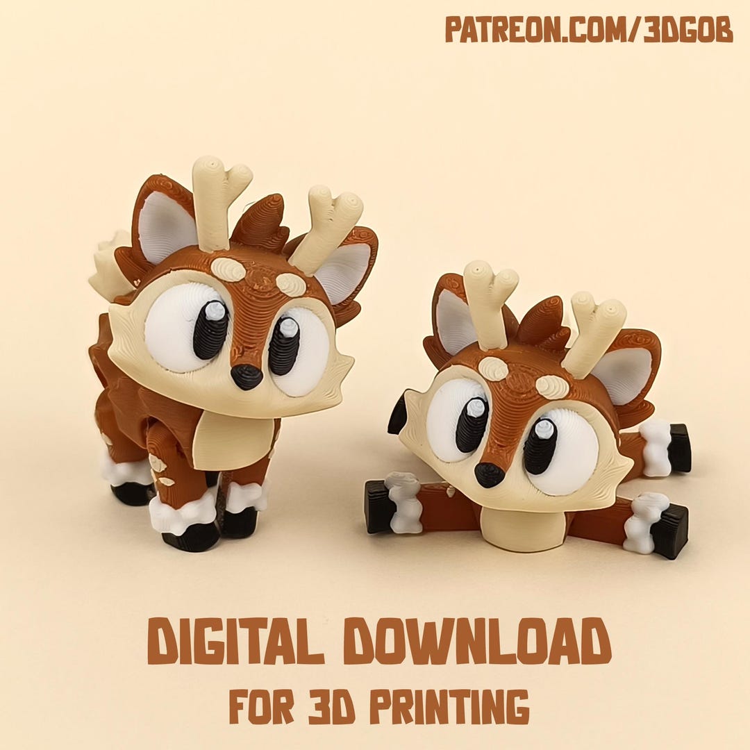 Cute Christmas Reindeer STL & 3MF File for 3D Printing. Articulated ...