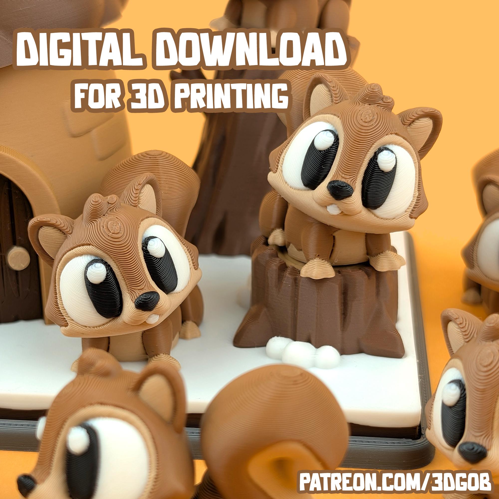 3D Printed Squirrel Playset: Articulated Flexi Fidget Toy (STL & 3MF ...