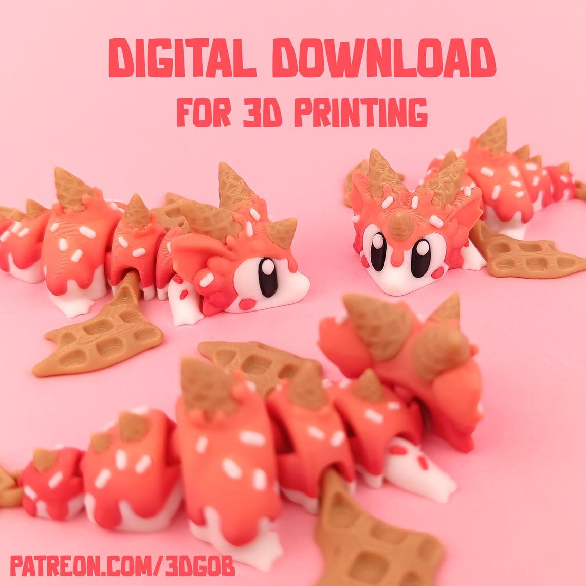 Sugar Rush Dragon & Egg STL 3D Print File: Articulated Flexi Toy ...