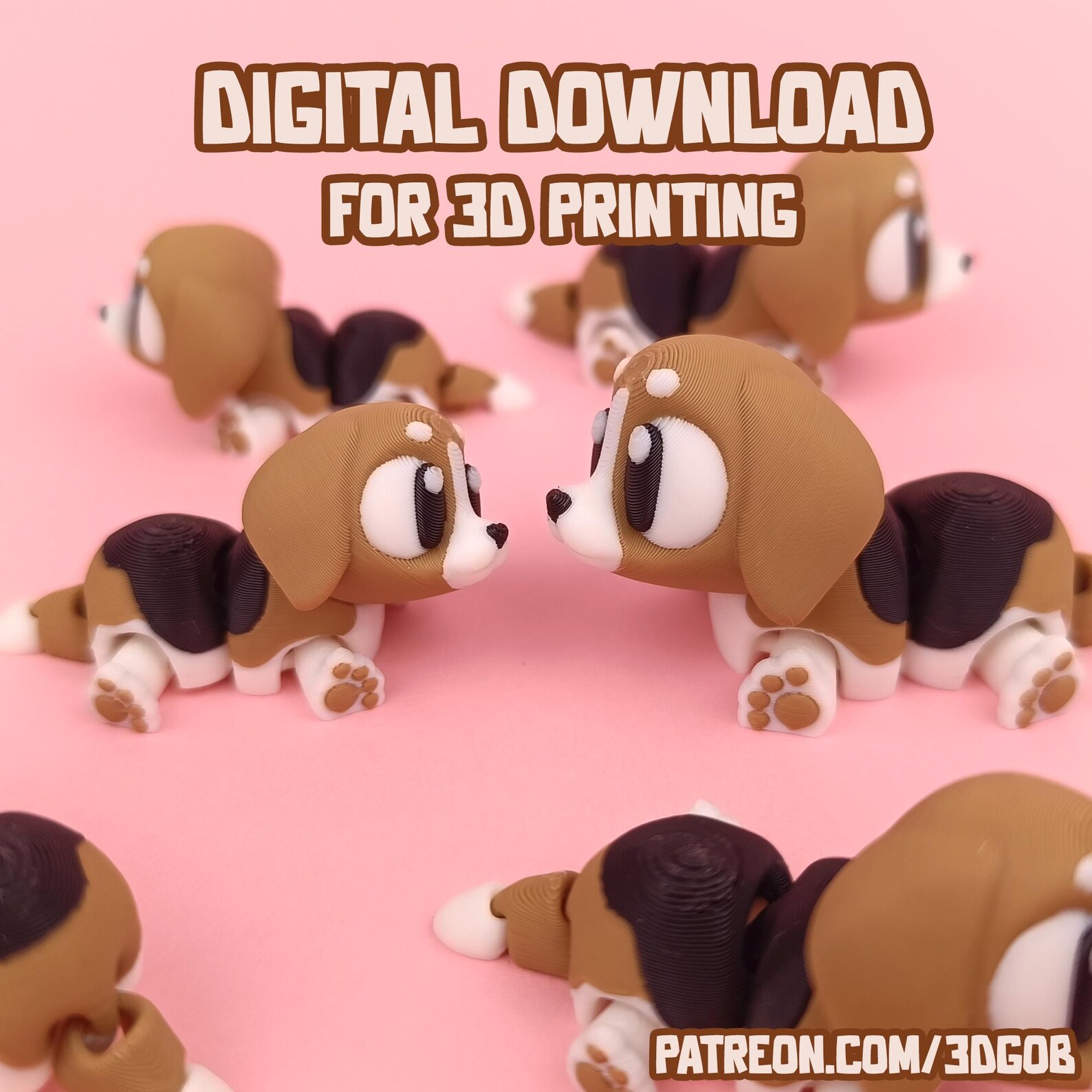 Articulated Beagle 3D Print File: Flexi Fidget Toy (STL & 3MF Digital ...