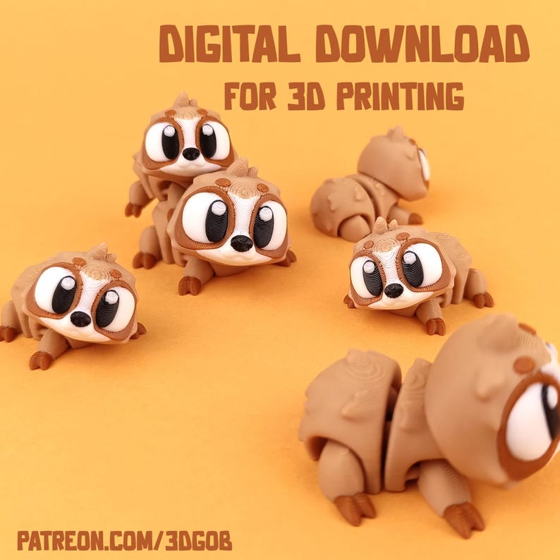 Cute Articulated Sloth STL File, 3D Printing Fidget Toy (digital ...