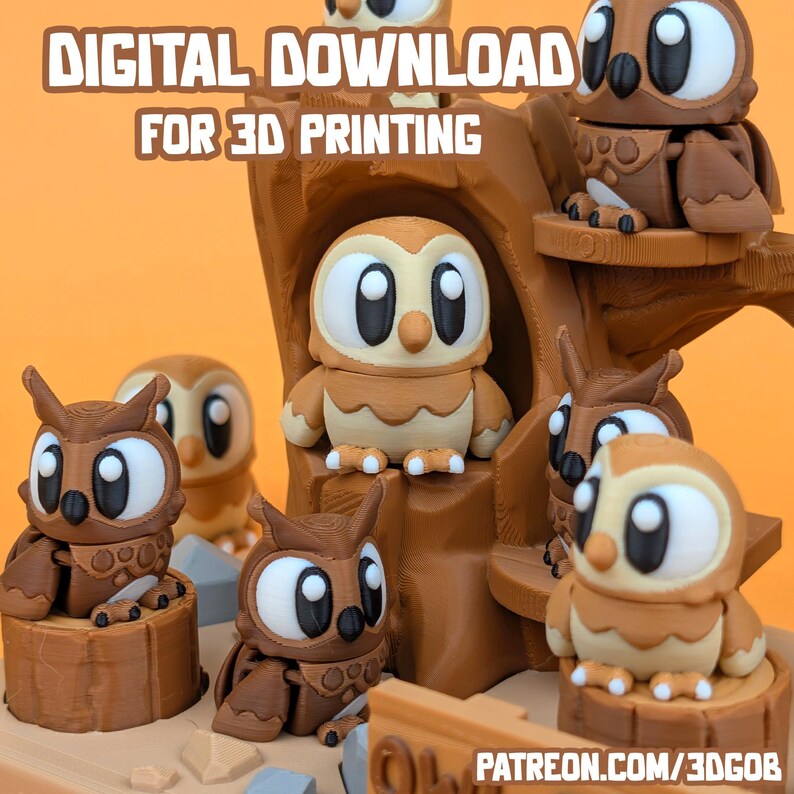 Flexi Owl 3D Print File: Articulated Fidget Toy (STL & 3MF Digital ...
