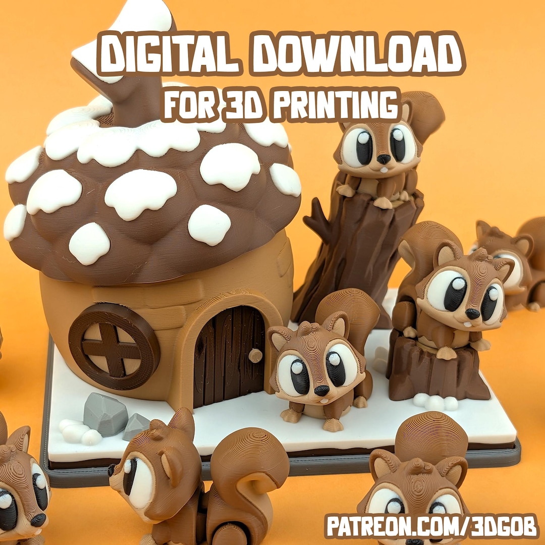 3D Printed Squirrel Playset: Articulated Flexi Fidget Toy (STL & 3MF ...