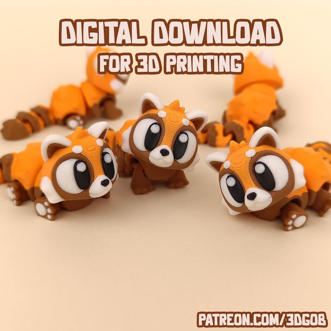 Articulated Red Panda 3D Print File: Flexi Fidget Toy (STL & 3MF ...