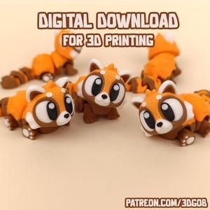 Cute Red Panda STL & 3MF File for 3D Printing. Articulated, Print in ...