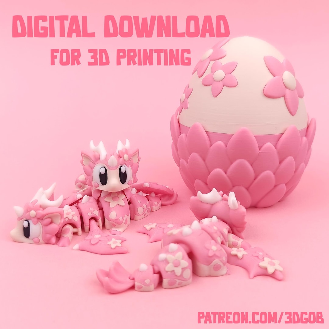 Cherry Blossom Dragon and Egg STL File: Articulated Flexi Toy (digital ...