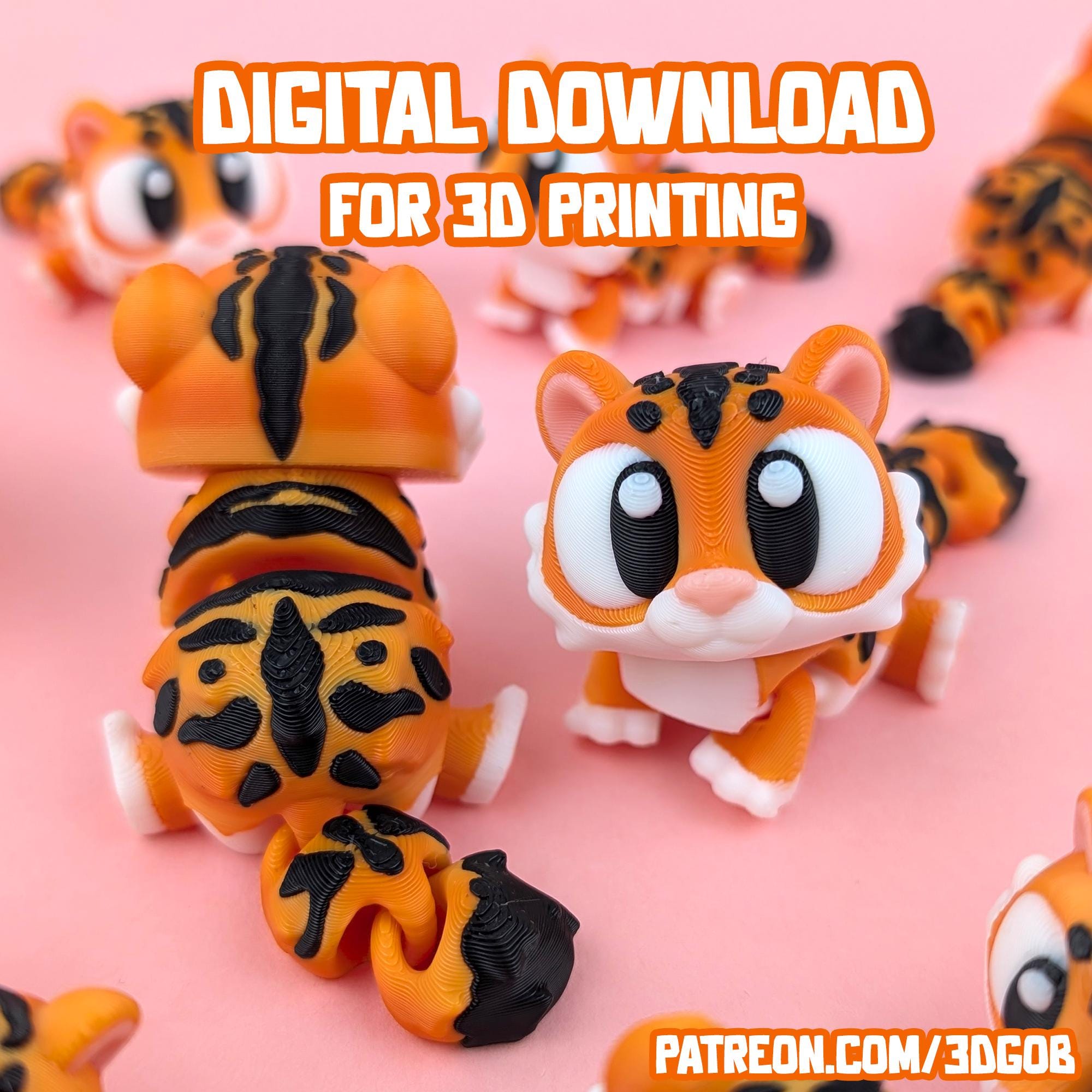 3D Printed Tiger: Articulated Flexi Fidget Toy (STL & 3MF Files) - Etsy