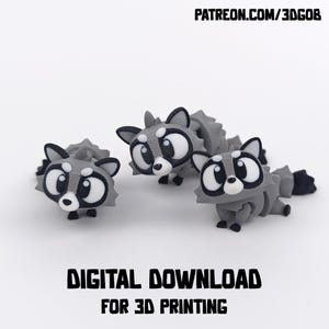 Articulated Raccoon 3D Print File: Flexi Fidget Toy (STL & 3MF Digital ...