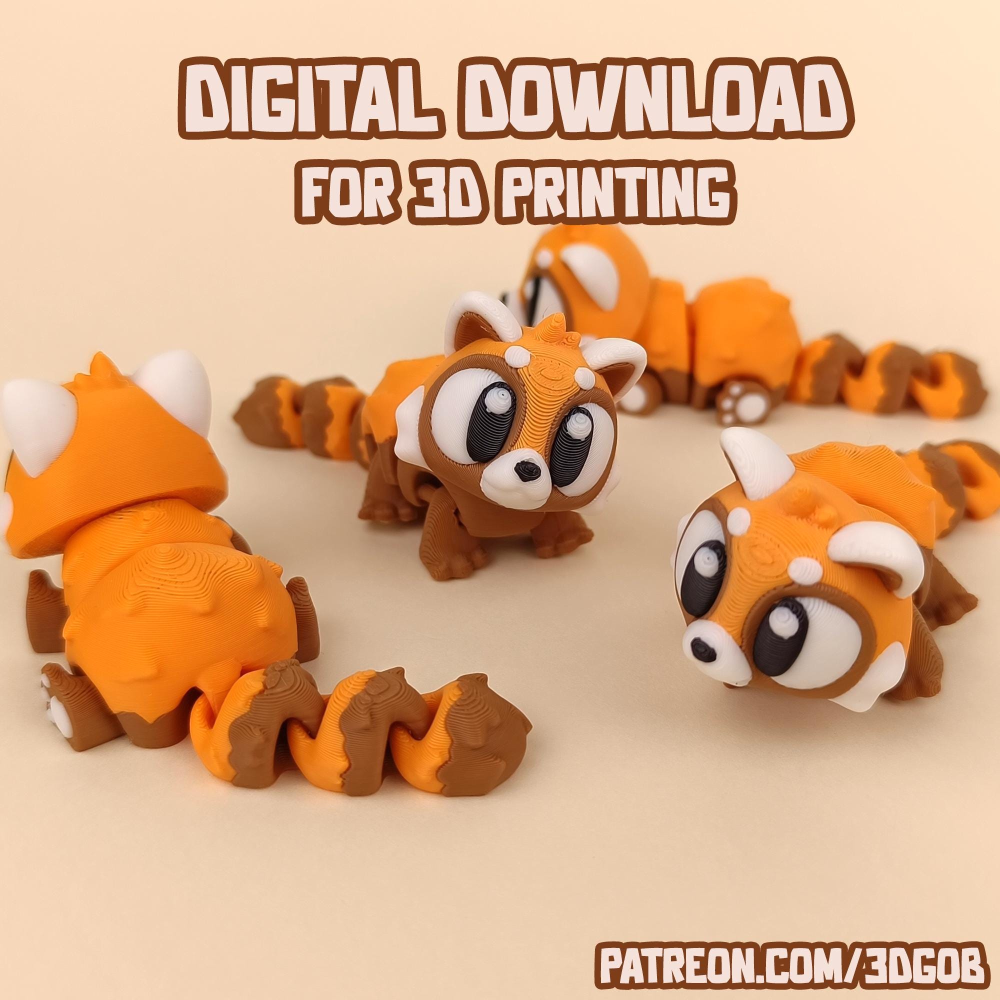 Articulated Red Panda 3D Print File: Flexi Fidget Toy (STL & 3MF ...