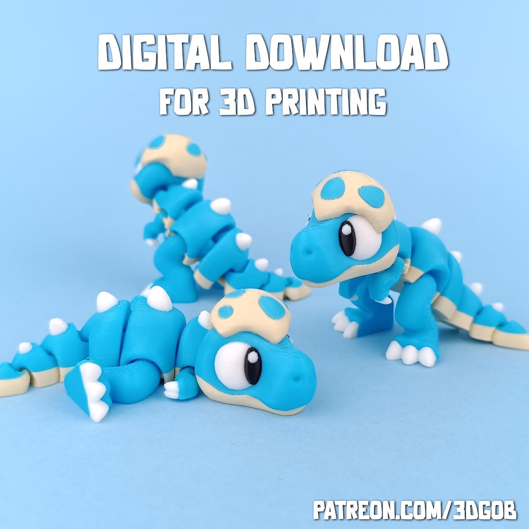 Cute Baby T-rex STL & 3MF File for 3D Printing. Articulated, Print in ...