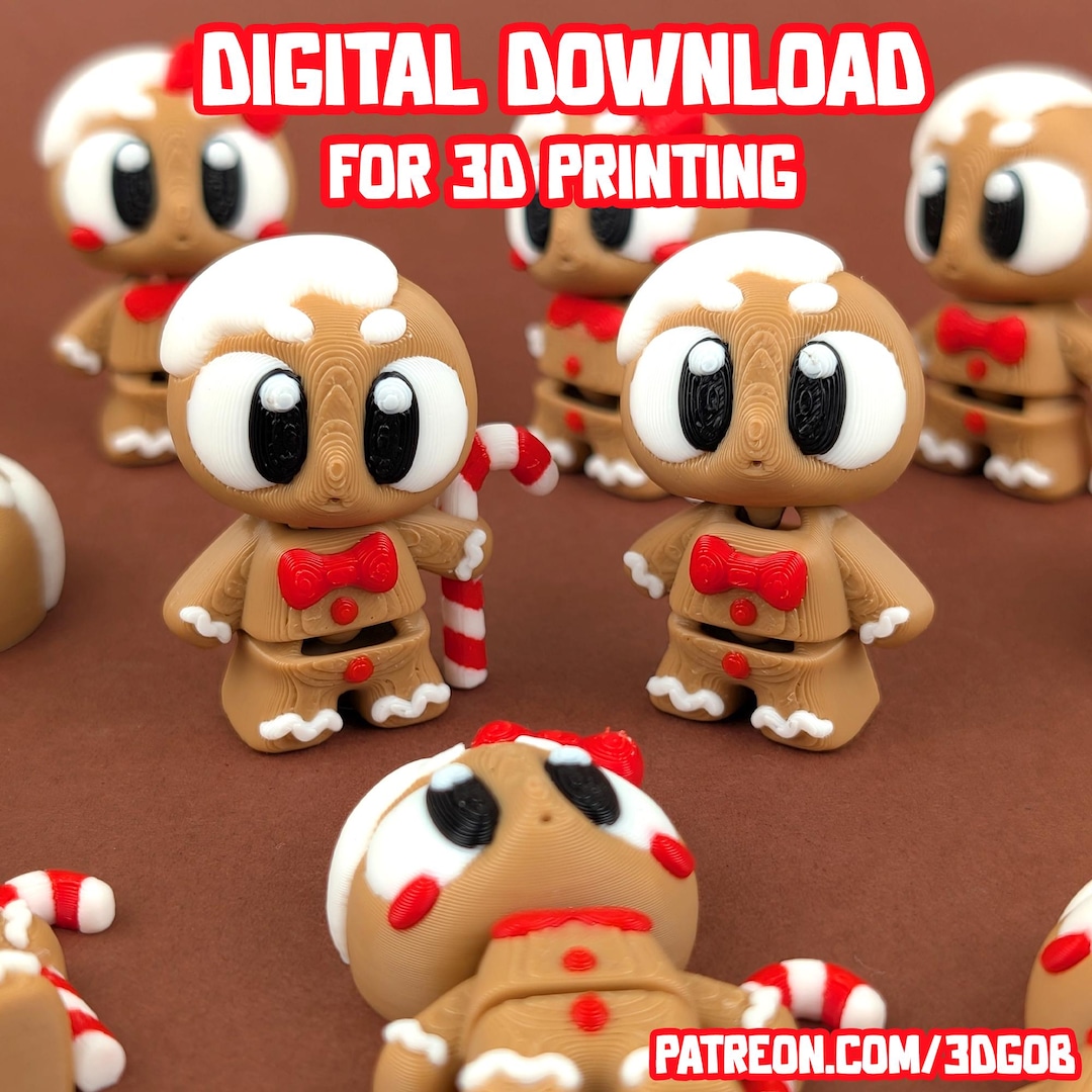 Articulated Gingerbread Man: Flexi Fidget Toy STL & 3MF File (digital ...