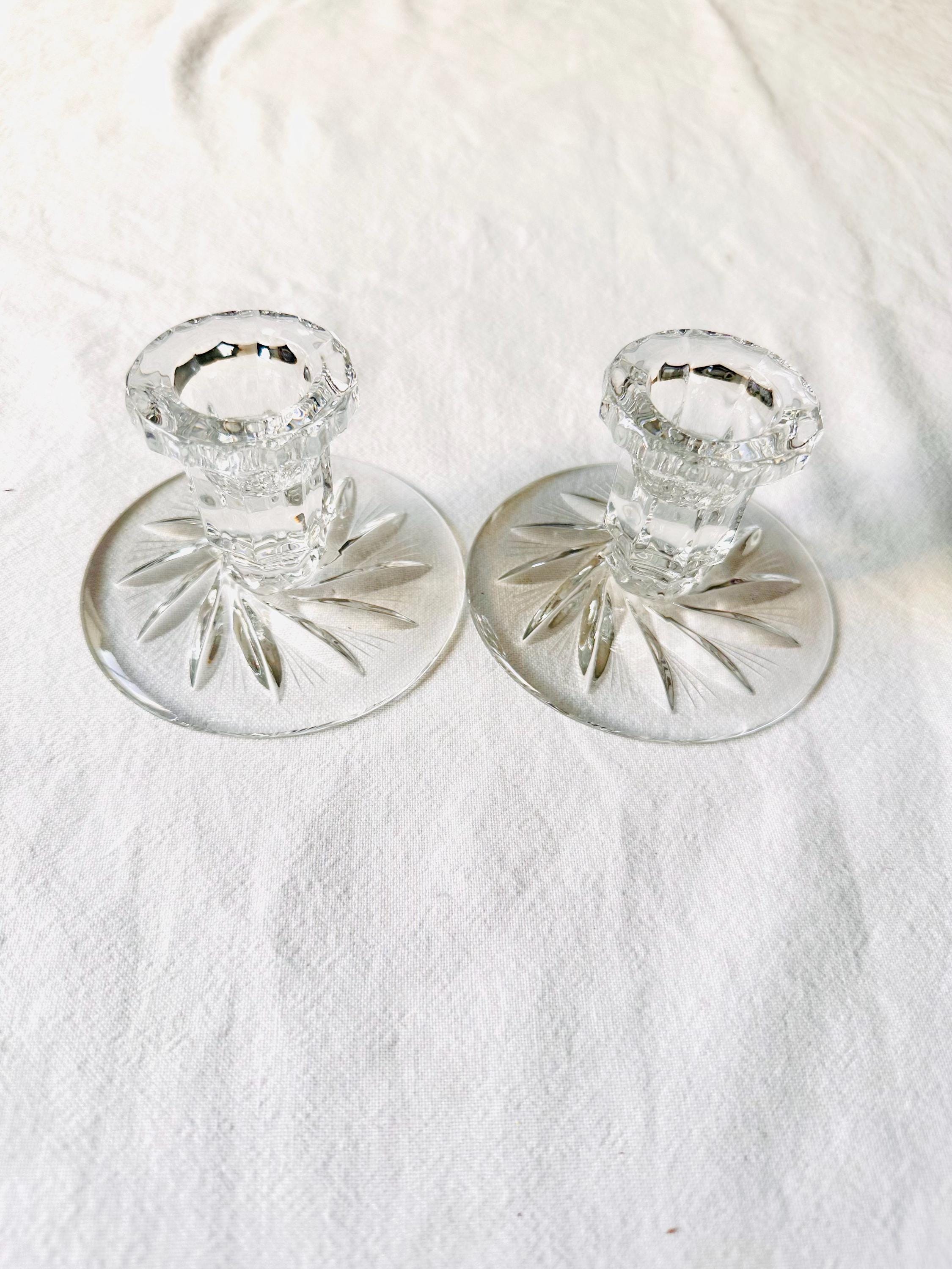 Vintage Crystal Pinwheel Candlestick Holders - Etsy