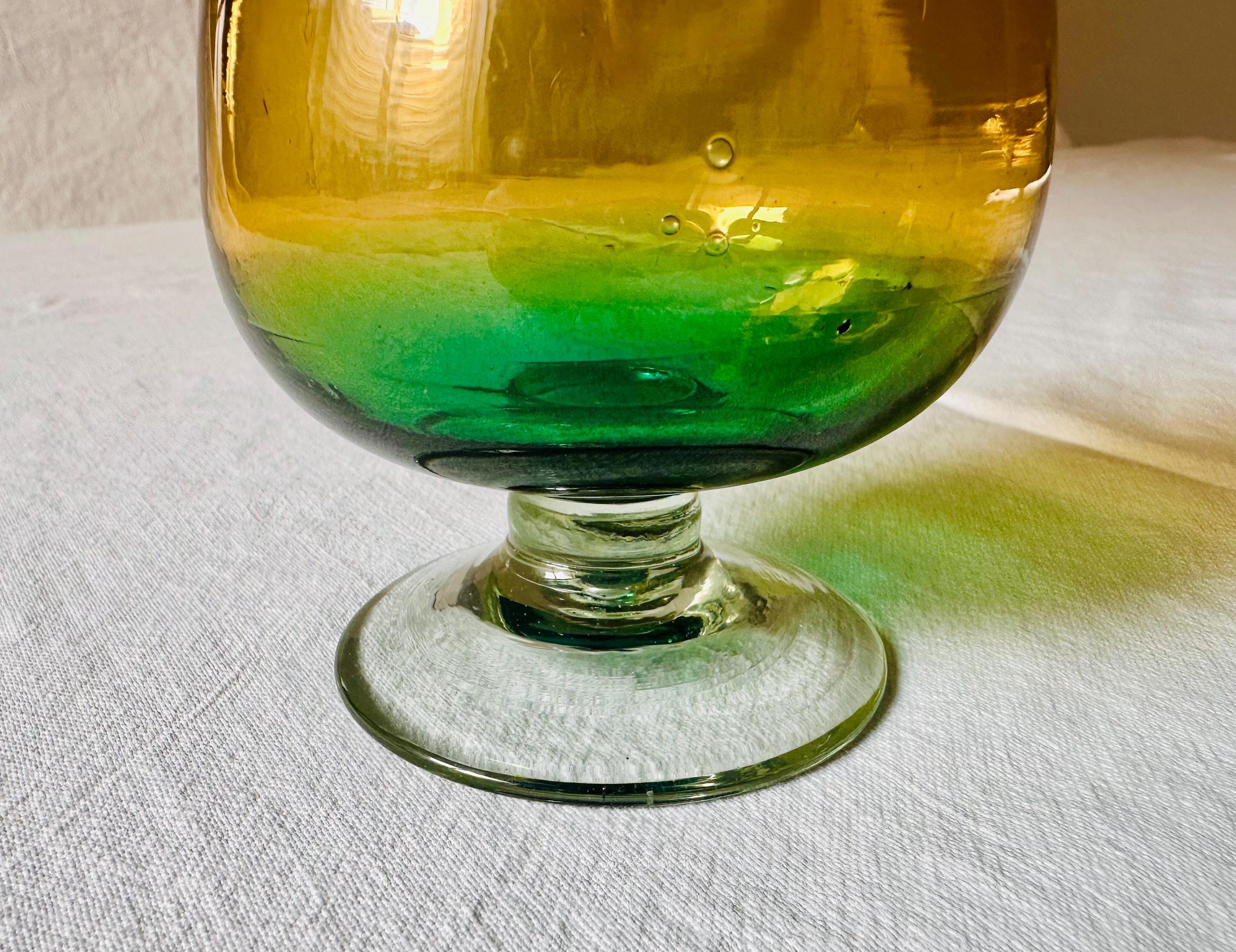 Vintage Amber and Green Mexican Brandy Snifter Glass - Etsy