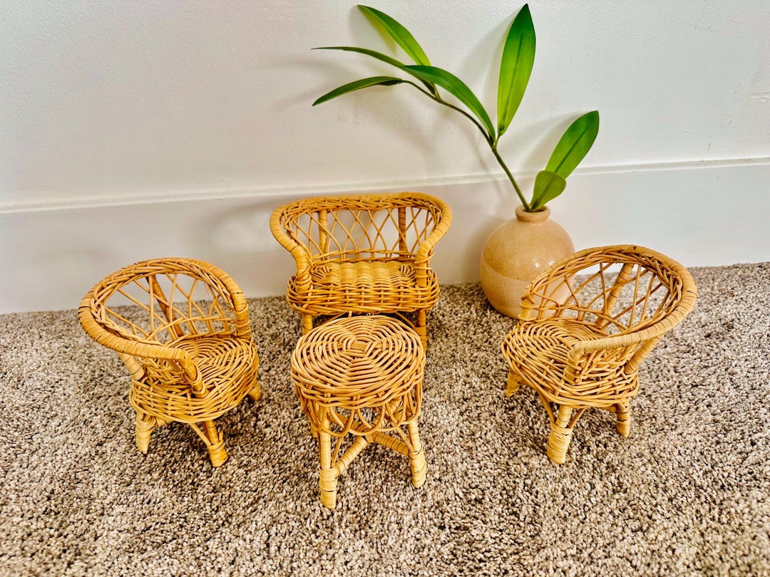 Vintage Wicker Rattan Doll House Furniture Set - Etsy