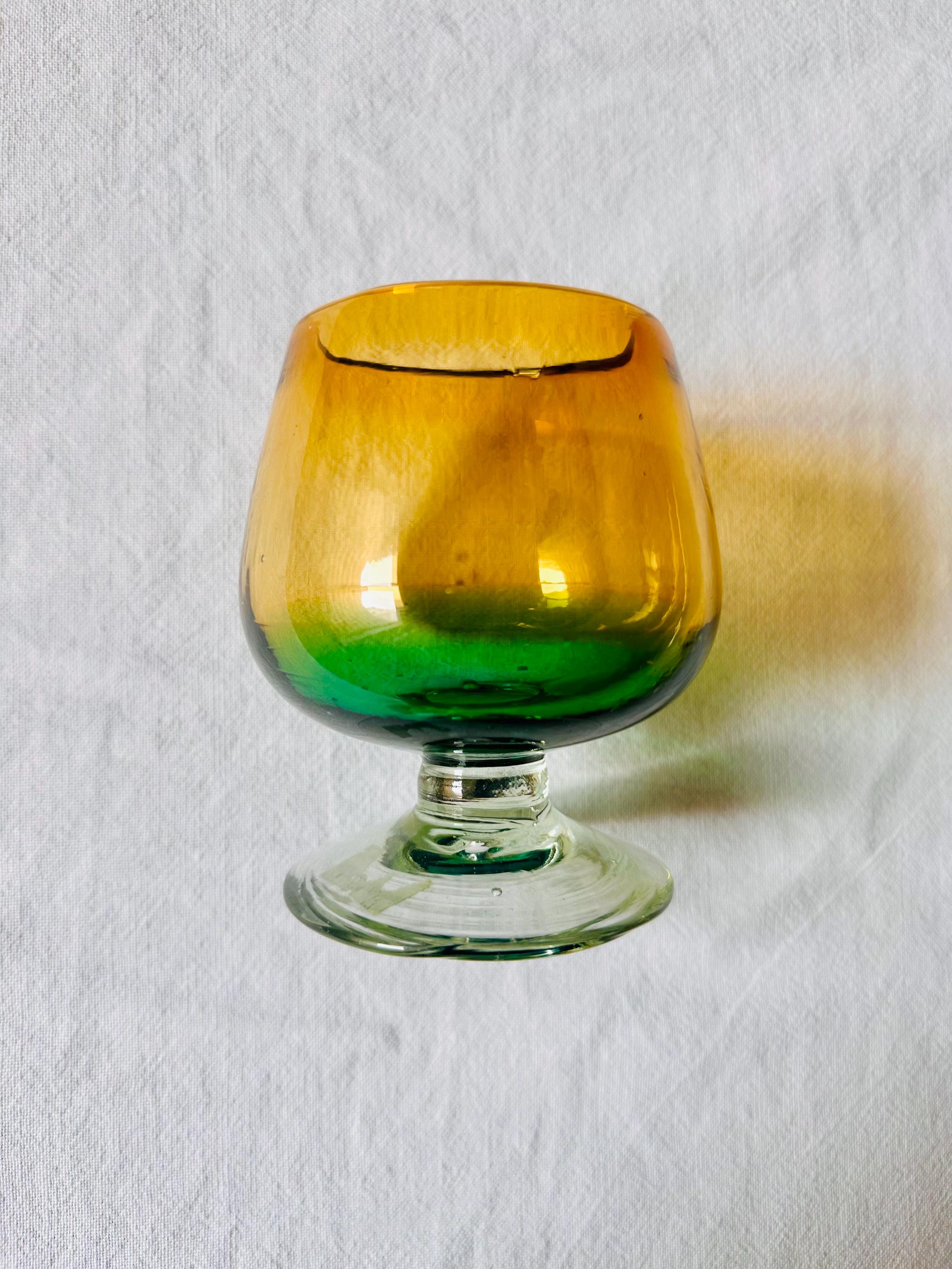 Vintage Amber and Green Mexican Brandy Snifter Glass - Etsy