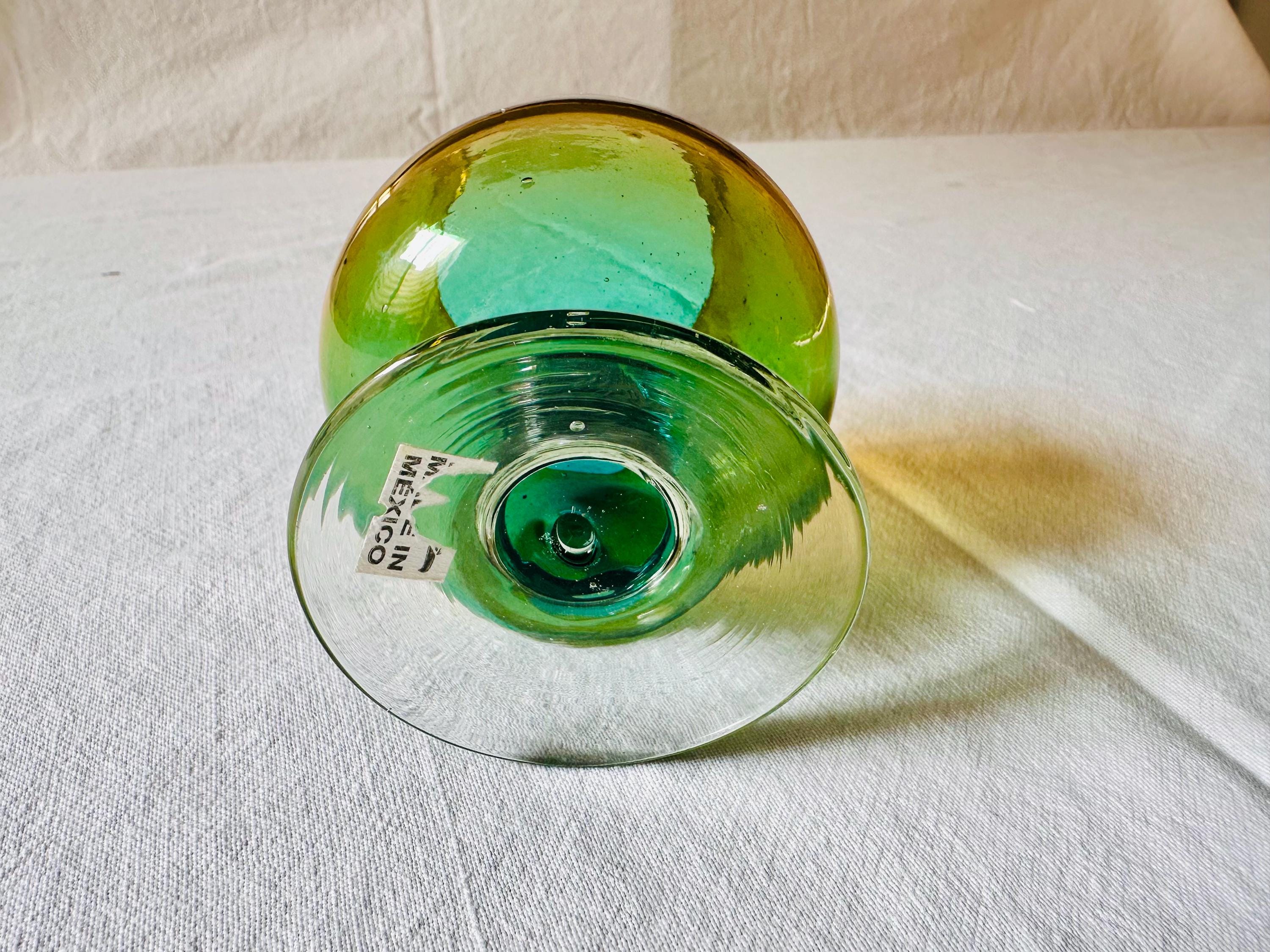 Vintage Amber and Green Mexican Brandy Snifter Glass - Etsy