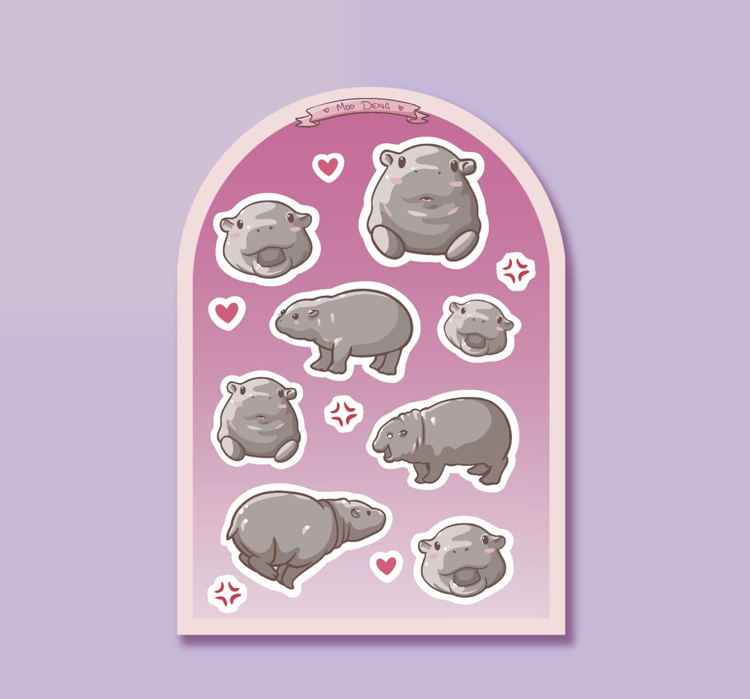 Moo Deng Sticker Sheet by Discogreyhound - Etsy