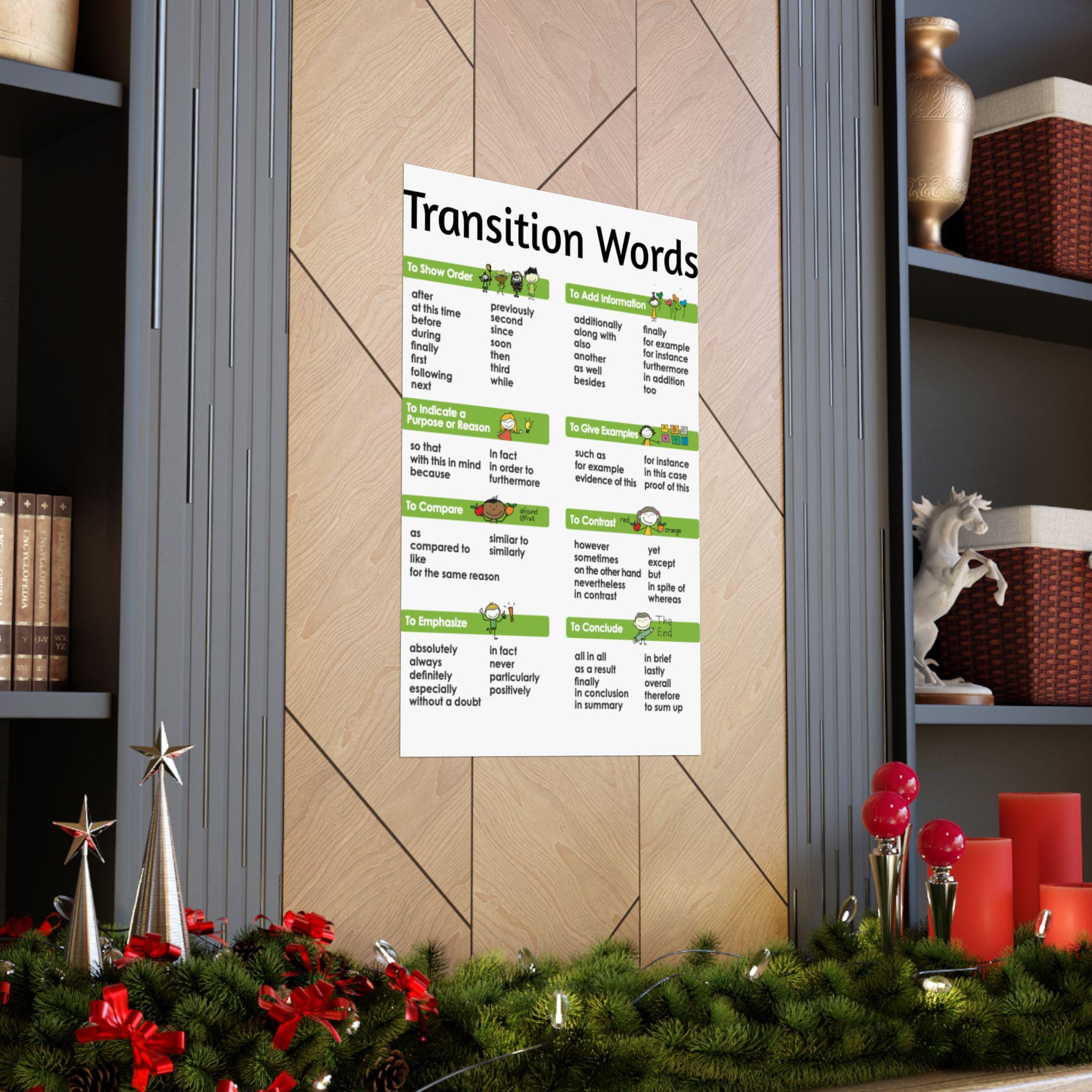 Transition Words Posters - Etsy