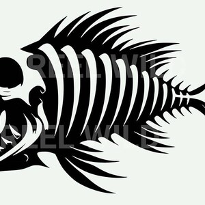 Aggressive Skeleton Fish Digital Art – Fishing PNG, Skull Fish Clipart ...