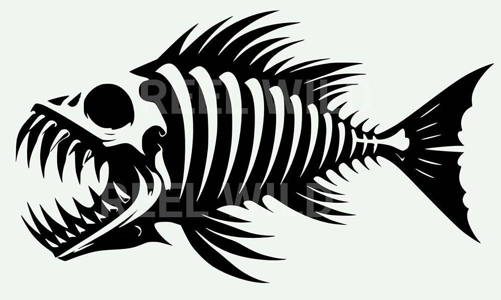 Aggressive Skeleton Fish Digital Art – Fishing PNG, Skull Fish Clipart ...