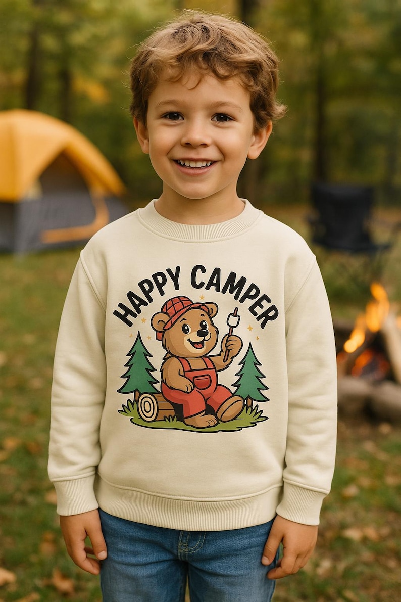 Camping Bear Clipart: Roasting Marshmallow, Forest Camp PNG (digital ...