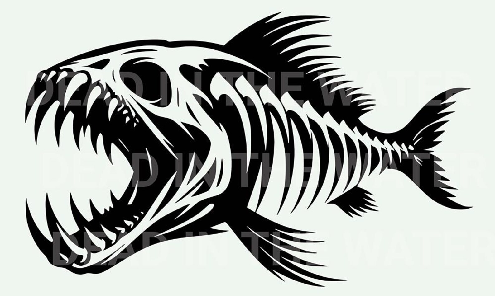 Aggressive Skeleton Fish Digital Art – Fishing PNG, Skull Fish Clipart ...