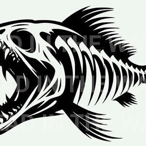 Aggressive Skeleton Fish Digital Art – Fishing PNG, Skull Fish Clipart ...