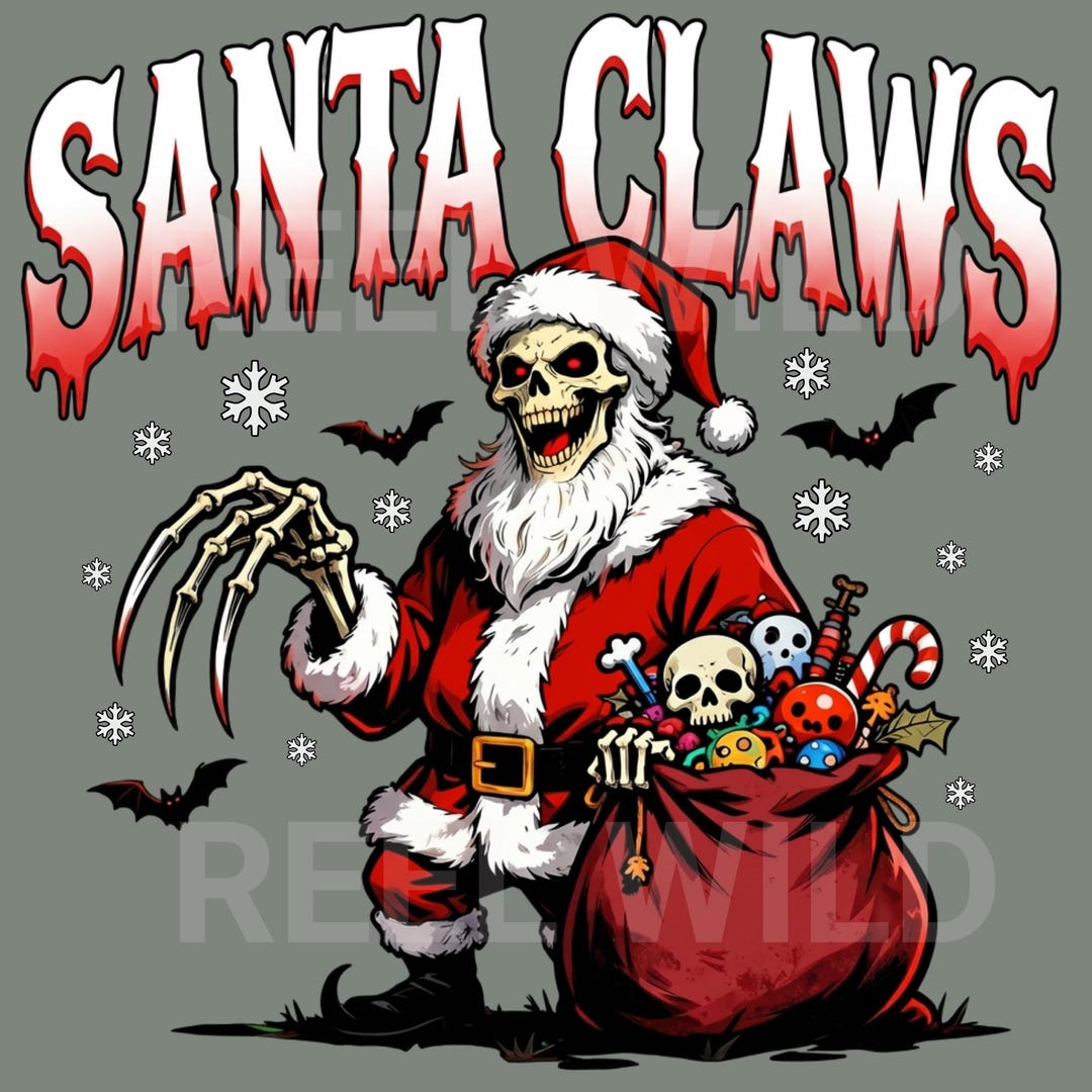 Santa Claws Horror Skeleton Santa SVG PNG | Creepy Xmas Graphic ...