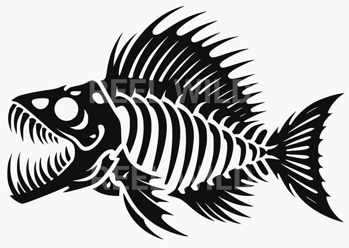 Aggressive Skeleton Fish Digital Art – Fishing PNG, Skull Fish Clipart ...