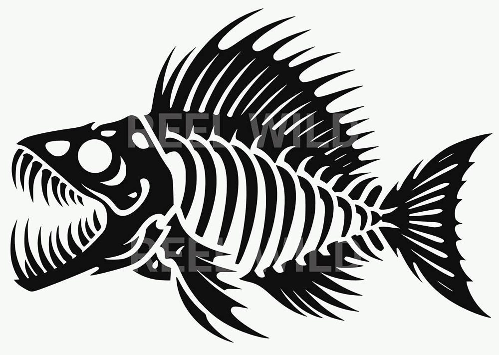 Aggressive Skeleton Fish Digital Art – Fishing PNG, Skull Fish Clipart ...