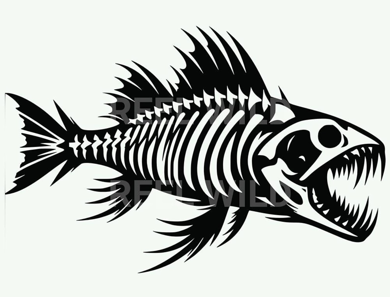 Aggressive Skeleton Fish Digital Art – Fishing PNG, Skull Fish Clipart ...