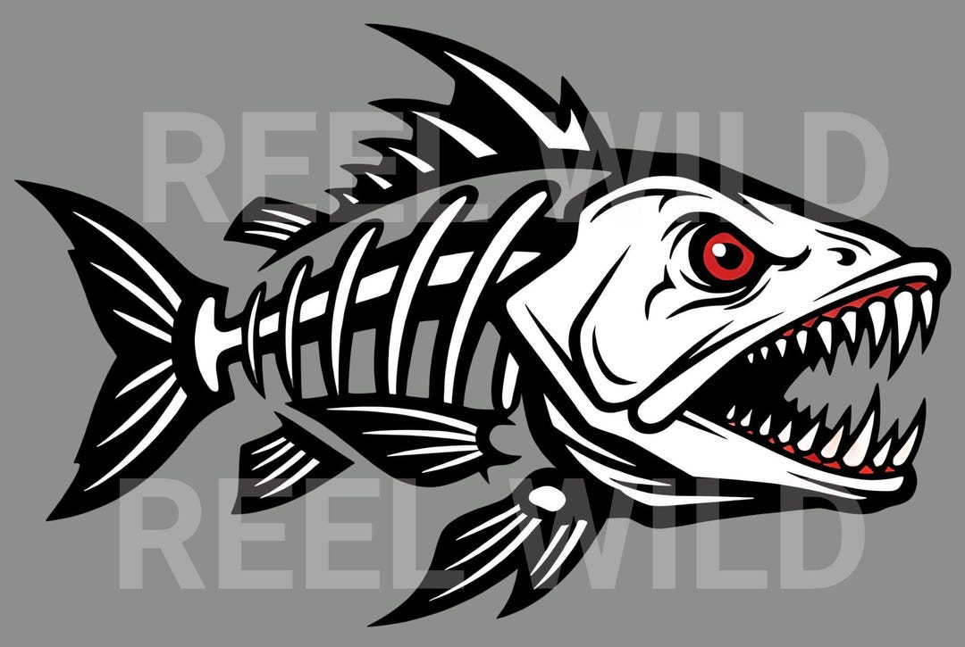 Aggressive Fish Skeleton PNG Bundle | Transparent Background | Dead ...